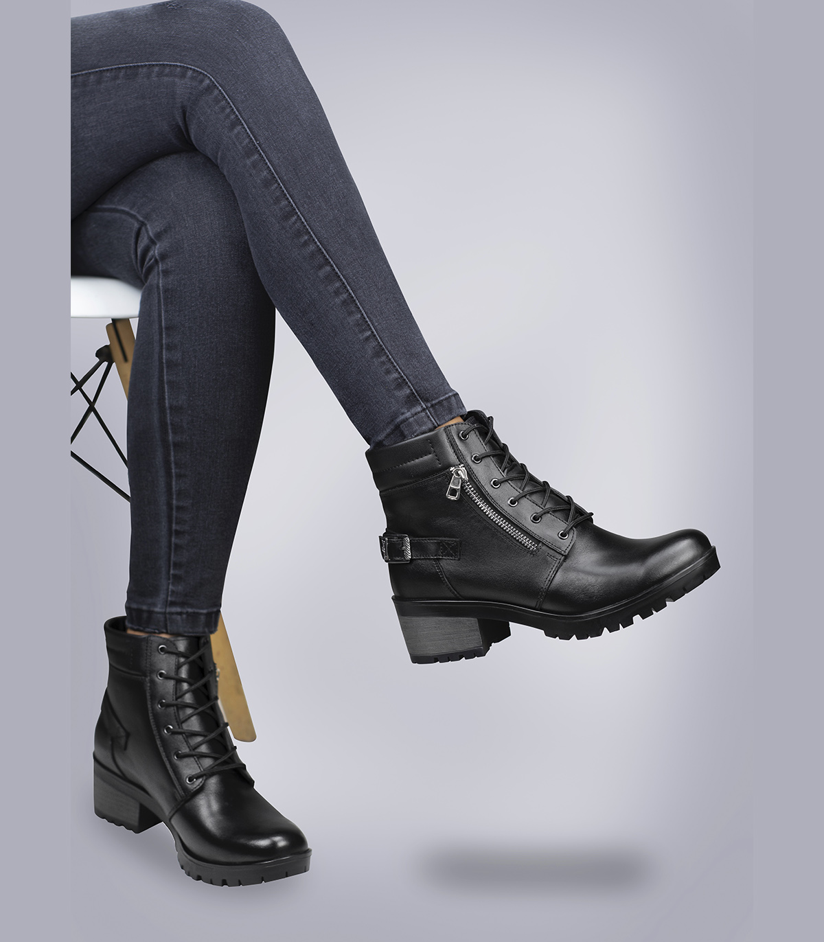 Botines de Cuero Iris Negro - Calzados Joyce Vania